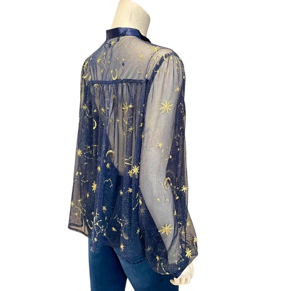 Endless Rose | Tops | New Embroidered Constellation Sheer Chiffon And ...